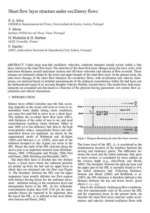 (PDF) Sheet flow layer structure under oscillatory flows