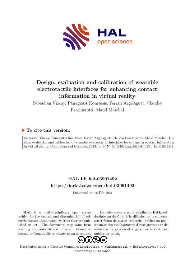 (PDF) Design, evaluation and calibration of wearable electrotactile interfaces for enhancing ...