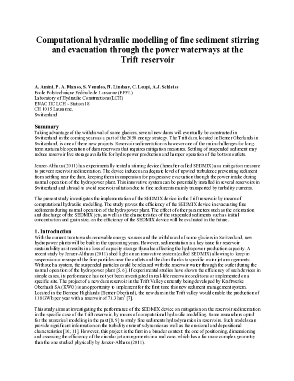 (PDF) Computational hydraulic modelling of fine sediment stirring and evacuation through the ...
