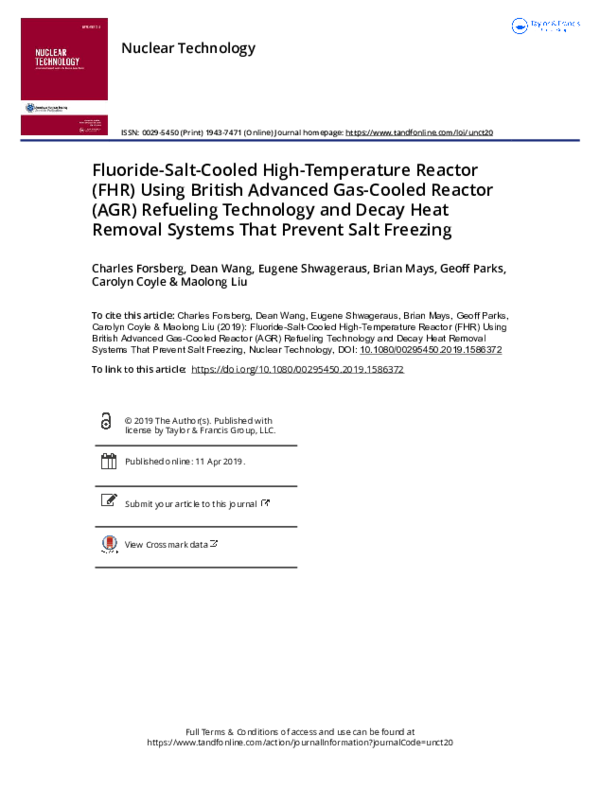 (PDF) Fluoride-salt-cooled high-temperature reactor (FHR) using British advanced gas-cooled ...