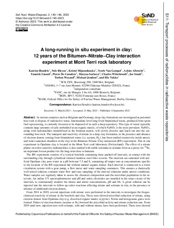 (PDF) A long-running in situ experiment in clay: 12 years of the ...