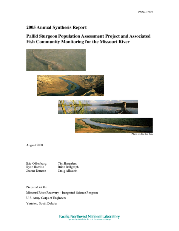 (PDF) 2005 Annual Synthesis Report, Pallid Sturgeon Population ...