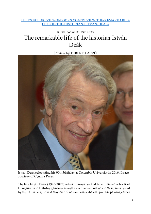 (DOC) The remarkable life of the historian István Deák