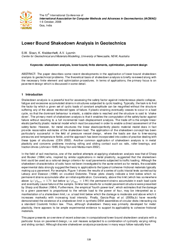 (PDF) Lower Bound Shakedown Analysis in Geotechnics | Kristian ... (PDF) Lower Bound Shakedown Analysis in Geotechnics | Kristian ...