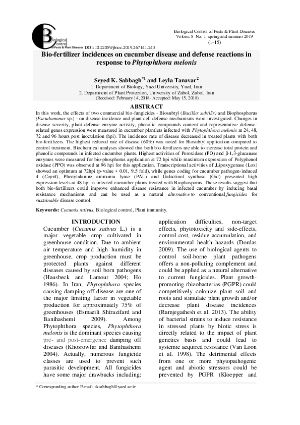 (PDF) Systemic resistance induced by Trichoderma harzianum and Glomus mossea on cucumber damping ...
