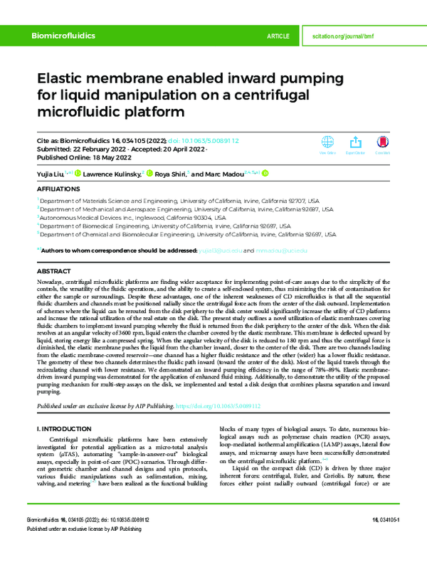 (PDF) Elastic membrane enabled inward pumping for liquid manipulation ...