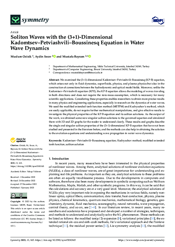 (PDF) Soliton Waves with the (3+1)-Dimensional Kadomtsev–Petviashvili–Boussinesq Equation in ...