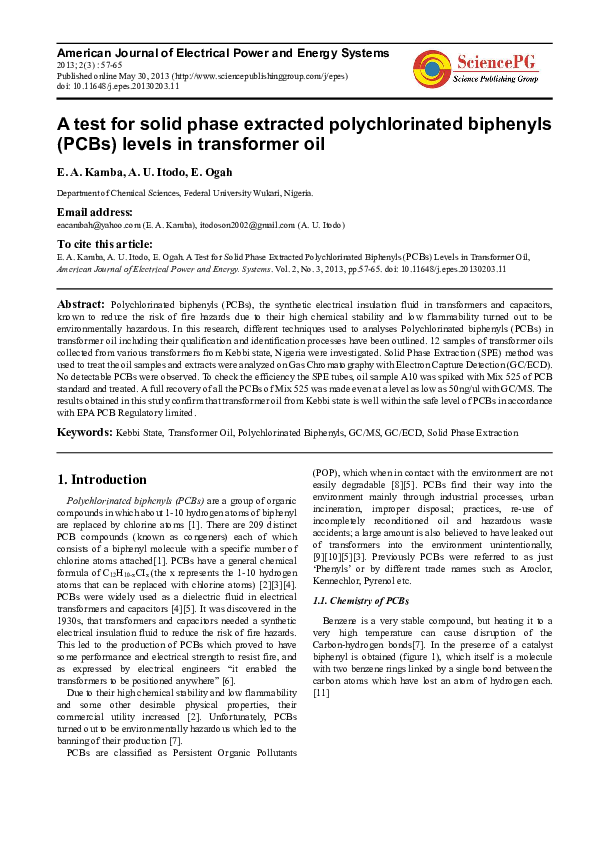 (PDF) A Test for Solid Phase Extracted Polychlorinated Biphenyls (PCBs ...