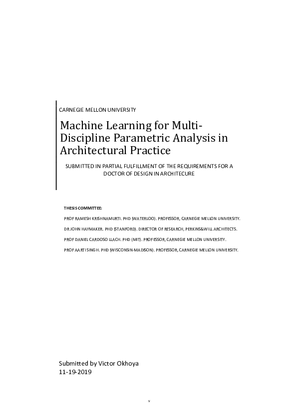 (PDF) Machine Learning for Multi-Discipline Parametric Analysis in Architectural Practice
