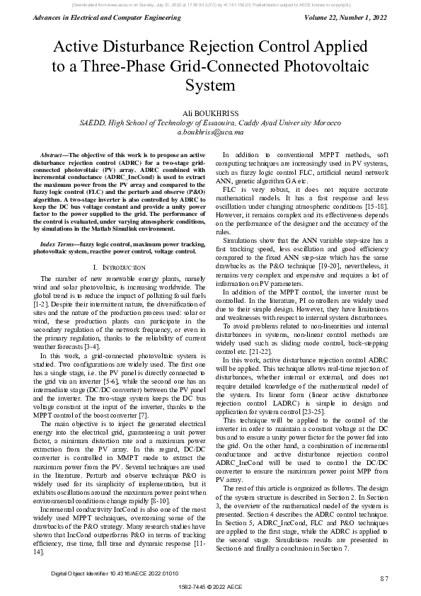 (PDF) Active Disturbance Rejection Control Applied to a Three-Phase Grid-Connected Photovoltaic ...