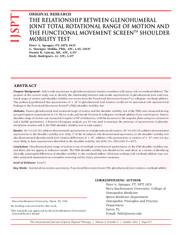 (PDF) The relationship between glenohumeral joint total rotational ...
