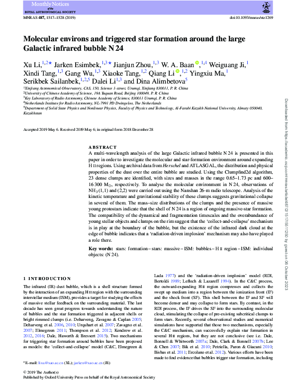 (PDF) Molecular environs and triggered star formation around the large ...