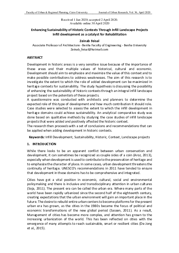 (PDF) Enhancing Sustainability of Historic Contexts Through Infill ...