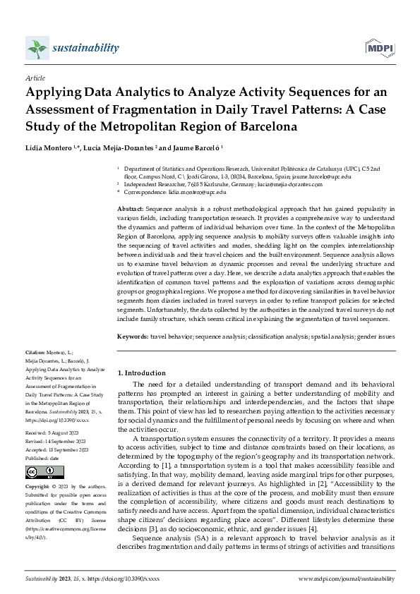 (PDF) Applying Data Analytics to Analyze Activity Sequences for an Assessment of Fragmentation ...