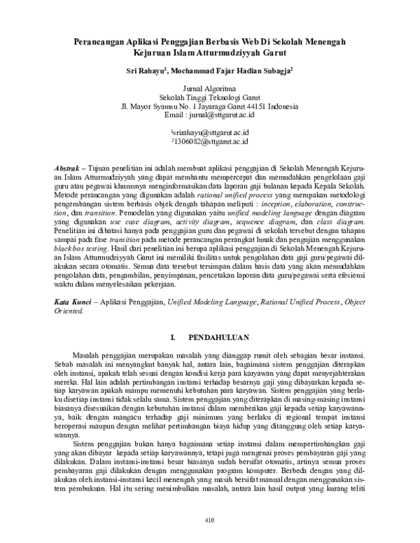 (PDF) Perancangan Aplikasi Penggajian Berbasis Web Di Sekolah Menengah Kejuruan Islam ...