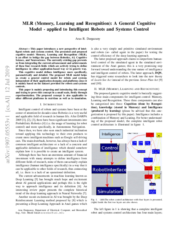 (PDF) MLR (Memory, Learning and Recognition): A General Cognitive Model ...