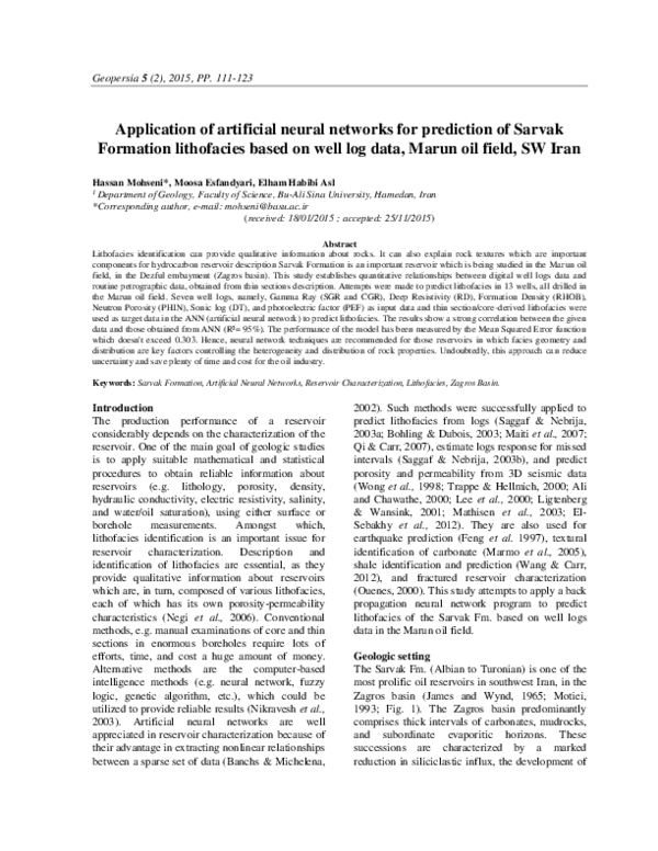 (PDF) Application of artificial neural networks for prediction of Sarvak Formation lithofacies ...