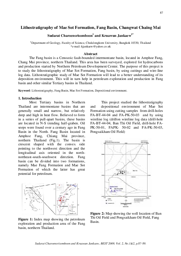 (PDF) Lithostratigraphy of Mae Sot Formation, Fang Basin, Changwat ...