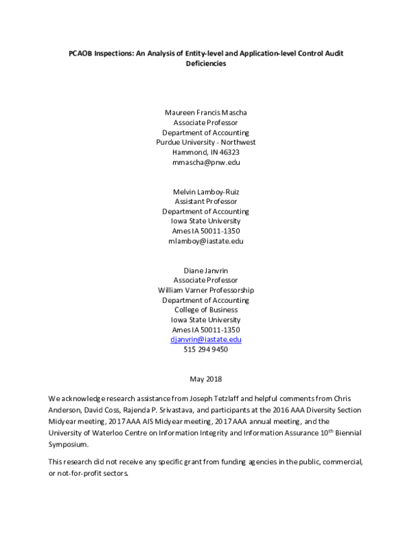 (PDF) PCAOB inspections: An analysis of entity-level and application ...