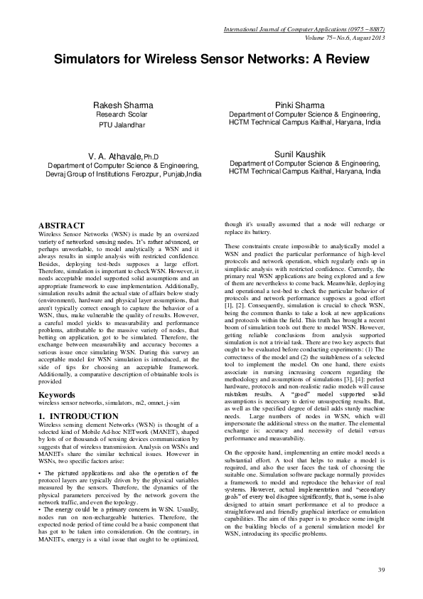 (PDF) Simulators for Wireless Sensor Networks: A Review