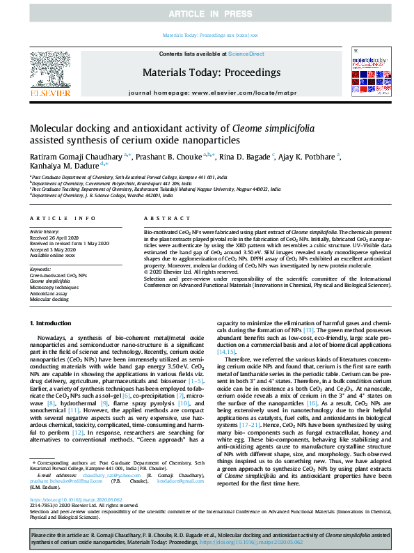 (PDF) Molecular docking and antioxidant activity of Cleome ...