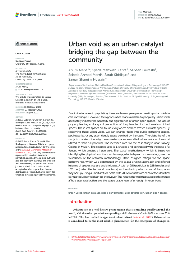 (PDF) Urban void as an urban catalyst bridging the gap between the community
