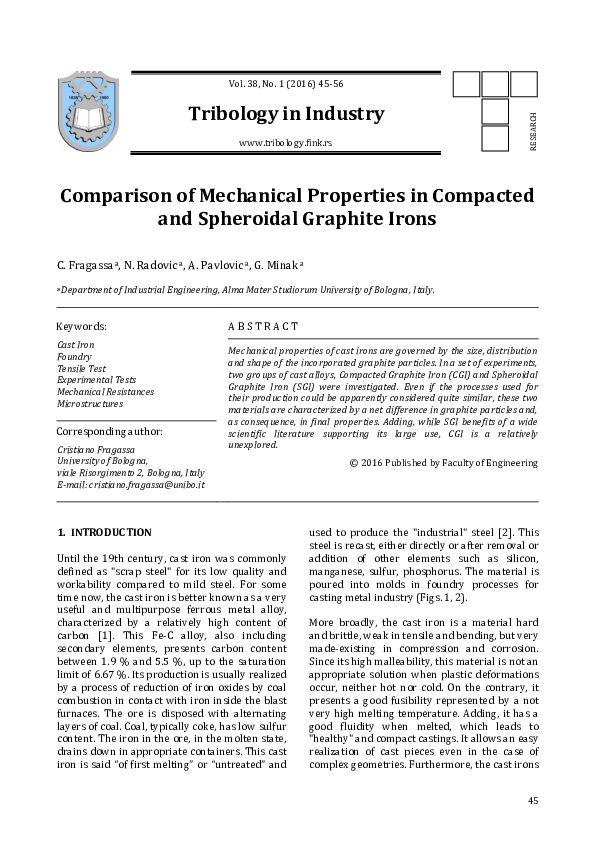 (PDF) Comparison of mechanical properties in compacted and spheroidal graphite irons