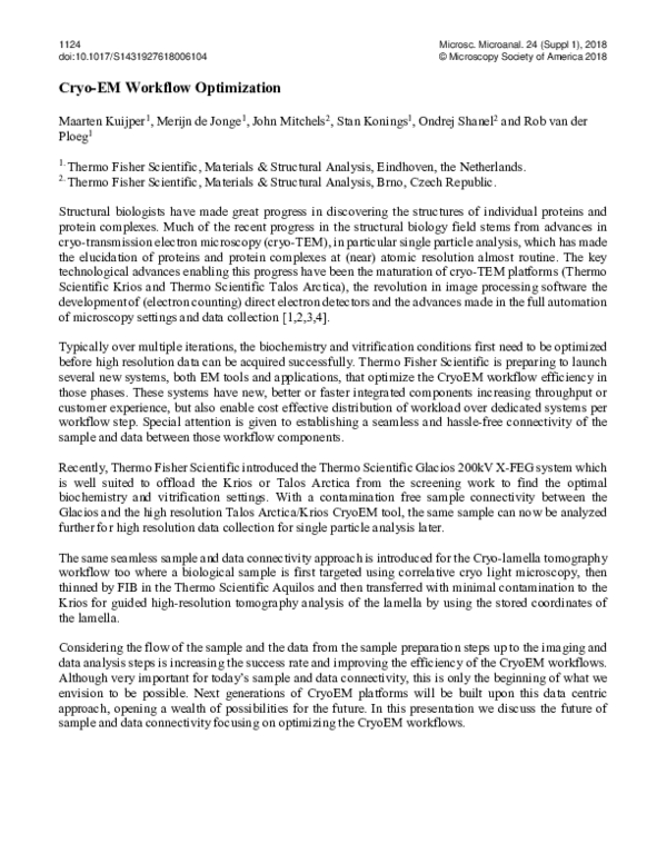 (PDF) Cryo-EM Workflow Optimization
