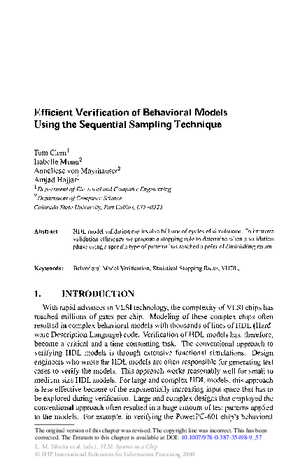(PDF) Efficient Verification of Behavioral Models Using the Sequential Sampling Technique ...