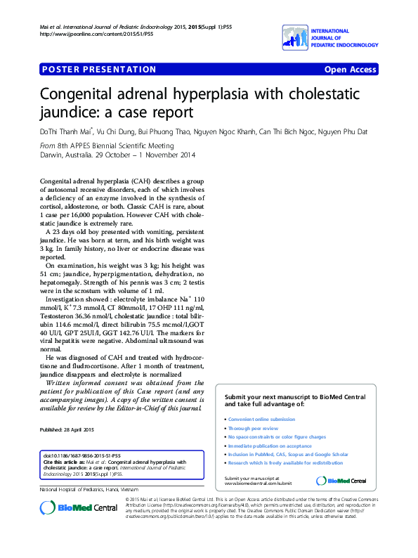 (PDF) CAH Case Report: Cholestatic Jaundice in Infants