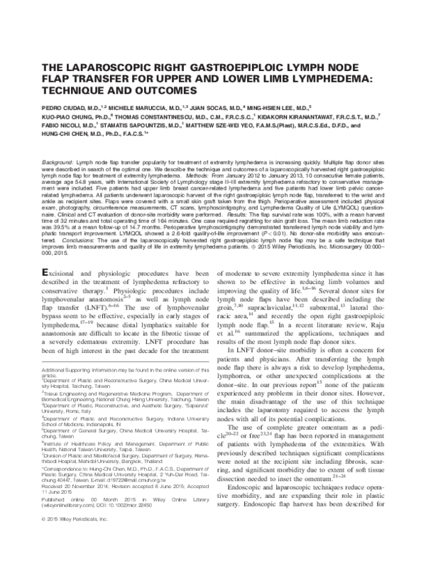 (PDF) The laparoscopic right gastroepiploic lymph node flap transfer ...
