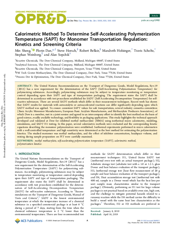 (PDF) Calorimetric Method To Determine Self-Accelerating Polymerization ...