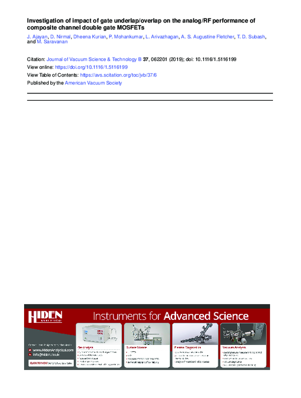 Pdf Investigation Of Impact Of Gate Underlap Overlap On The Analog Rf