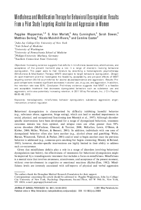 (PDF) Mindfulness and Modification Therapy for Behavioral Dysregulation: A Comparison Trial ...