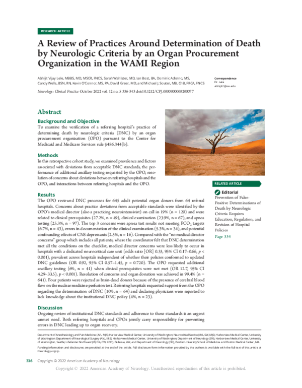 (PDF) A Review of Practices Around Determination of Death by Neurologic ...