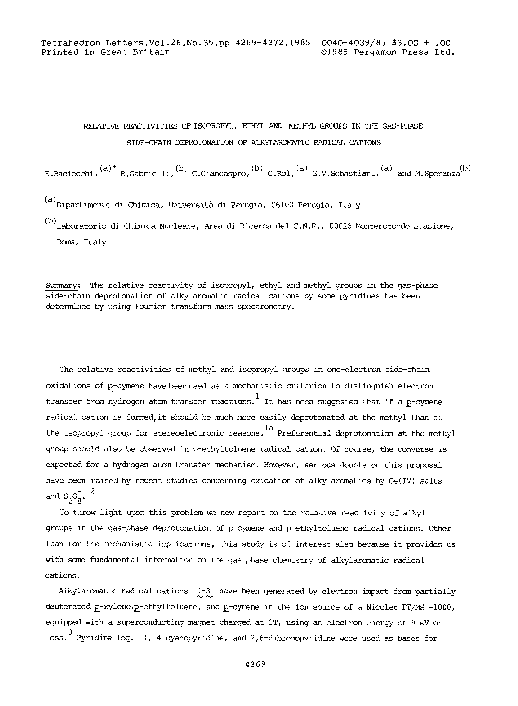 (PDF) Relative reactivities of isopropyl, ethyl and methyl groups in ...