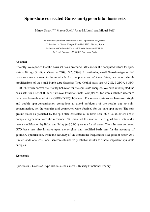 (PDF) Spin-State-Corrected Gaussian-Type Orbital Basis Sets