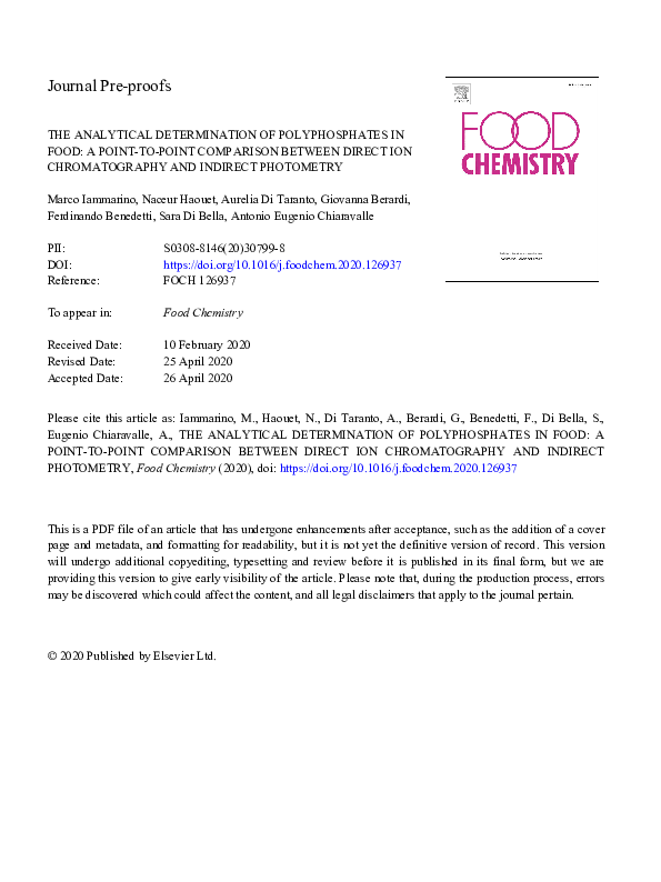 (PDF) The analytical determination of polyphosphates in food: A point ...