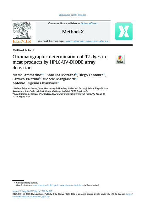 Pdf Chromatographic Determination Of 12 Dyes In Meat Products By Hplc Uv Diode Array Detection