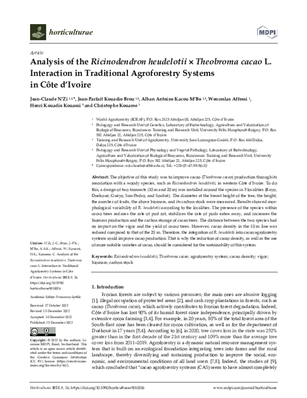 (PDF) Analysis of the Ricinodendron heudelotii Theobroma cacao L ...