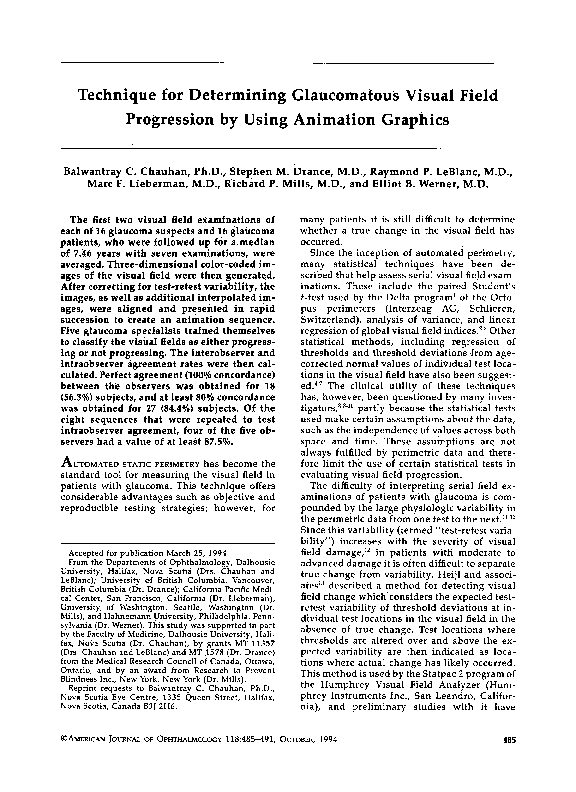 (PDF) Technique for Determining Glaucomatous Visual Field Progression by Using Animation Graphics