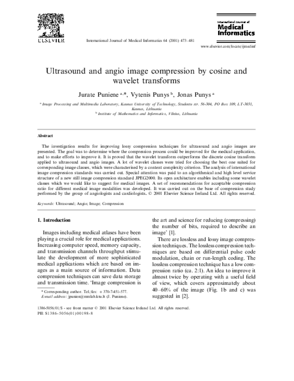 (PDF) Ultrasound and angio image compression by cosine and wavelet ...