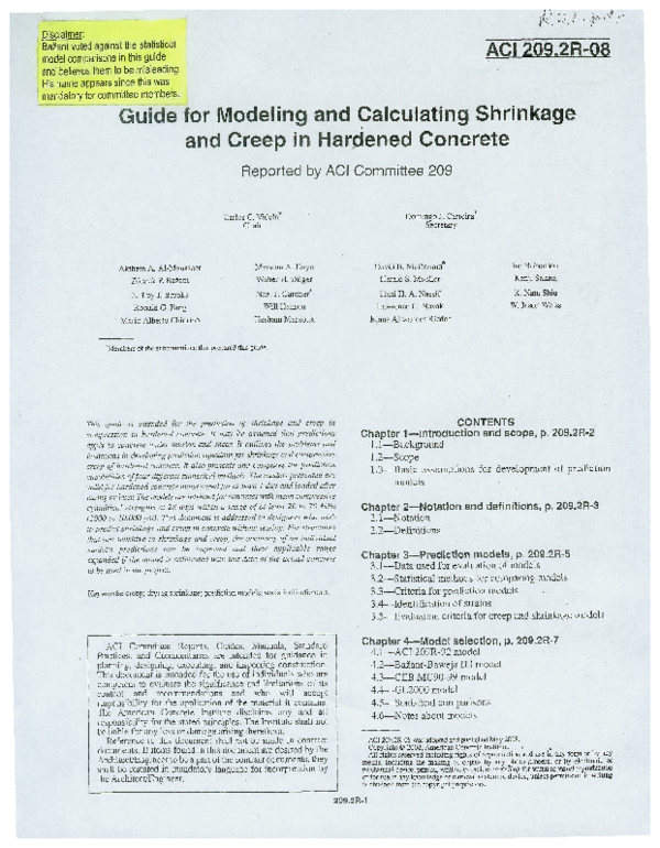 Pdf Aci 209 2 R 08 Guide For Modeling And Calculating Shrinkage And Creep In Har ~ Ened