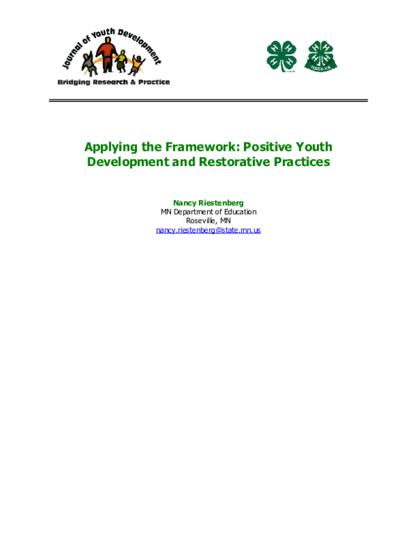 (PDF) Applying the Framework: Positive Youth Development and ...
