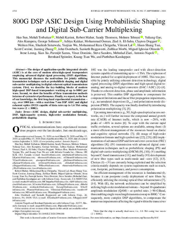 (PDF) 800G DSP ASIC Design Using Probabilistic Shaping and Digital Sub-Carrier Multiplexing ...