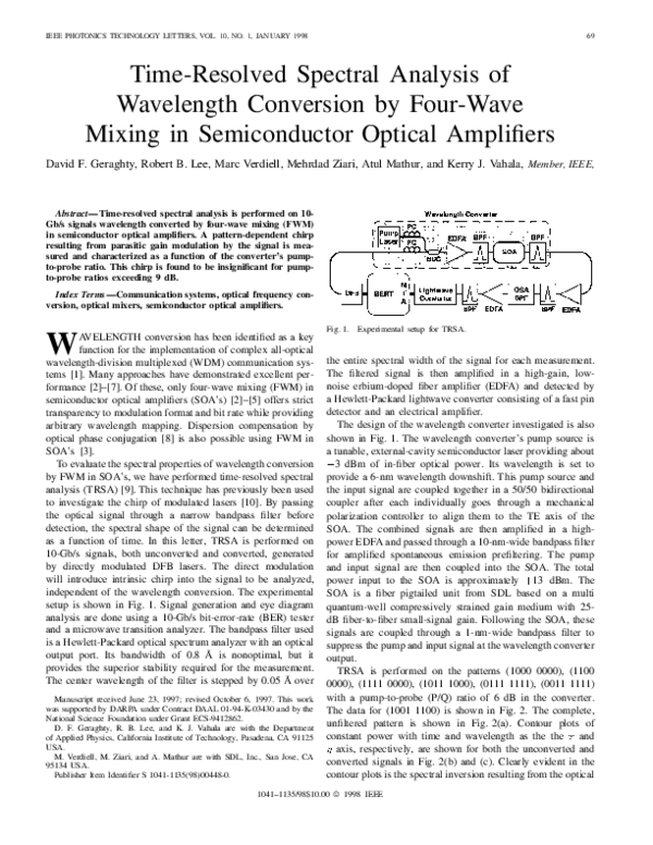 (PDF) Wavelength conversion by four-wave mixing in semiconductor optical amplifiers | Mehrdad ...