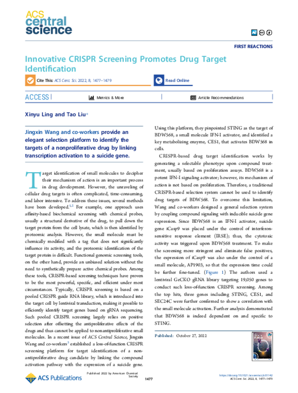 (PDF) Innovative CRISPR Screening Promotes Drug Target Identification