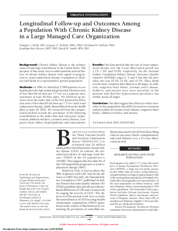 (PDF) Longitudinal Follow-up and Outcomes Among a Population With ...