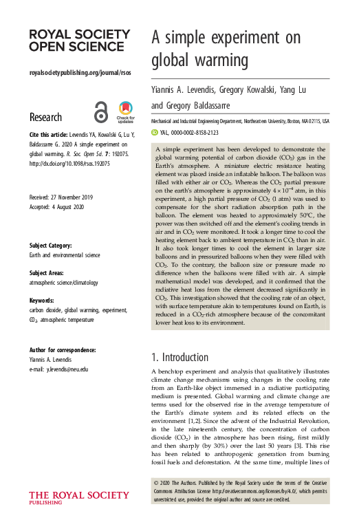 (PDF) A simple experiment on global warming