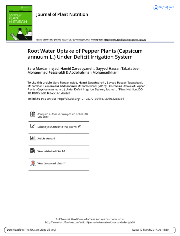 (PDF) Root water uptake of pepper plants (Capsicum annuum L.) under ...
